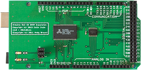 Arduino Mega 512K SRAM in shield format | Andys Workshop