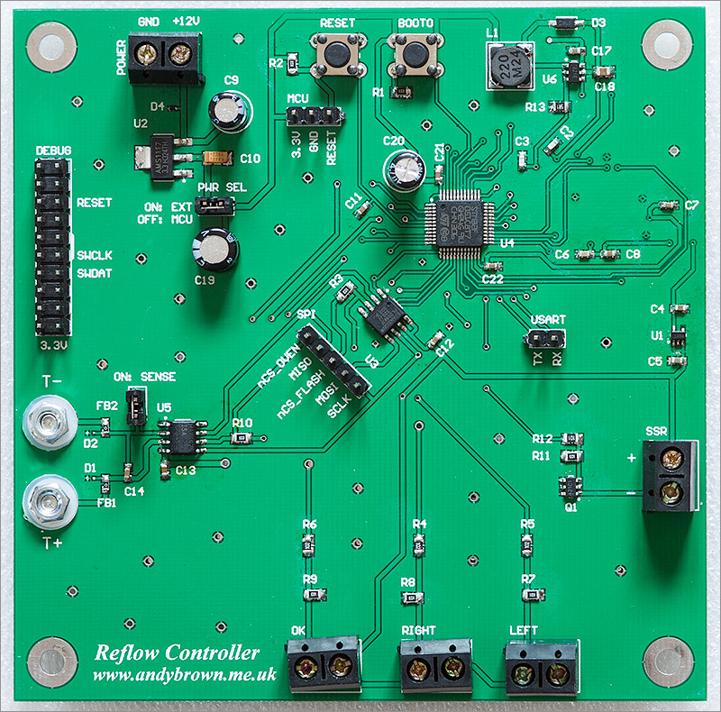 An open-source Cortex-M0 halogen reflow oven controller with TFT LCD | Andys Workshop