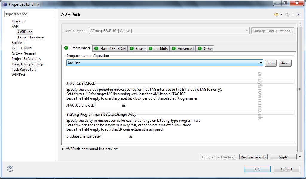Your first AVR project in Eclipse | Andys Workshop